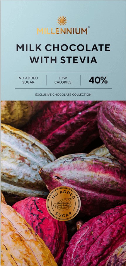 Millennium Tableta de ciocolata cu 40% cacao Stevia fara zahar 100g ...